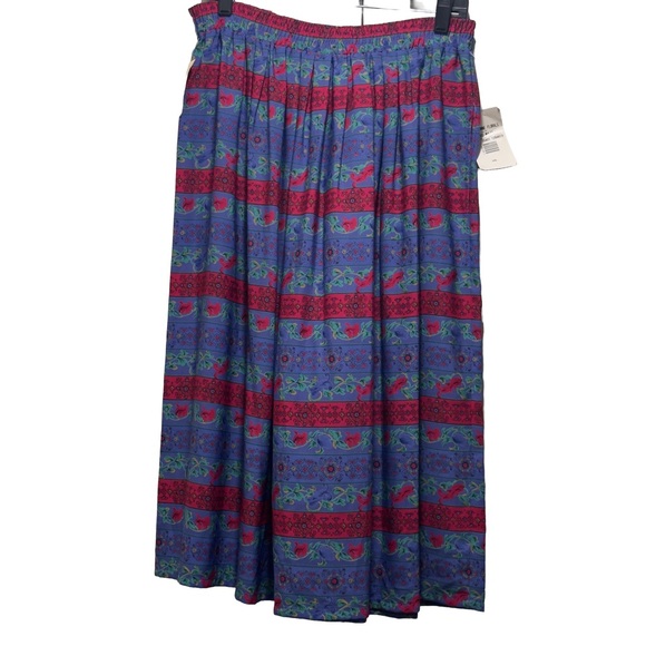 Koret | Skirts | Vintage Koret Blue Red Floral Pattern Midi Skirt With ...